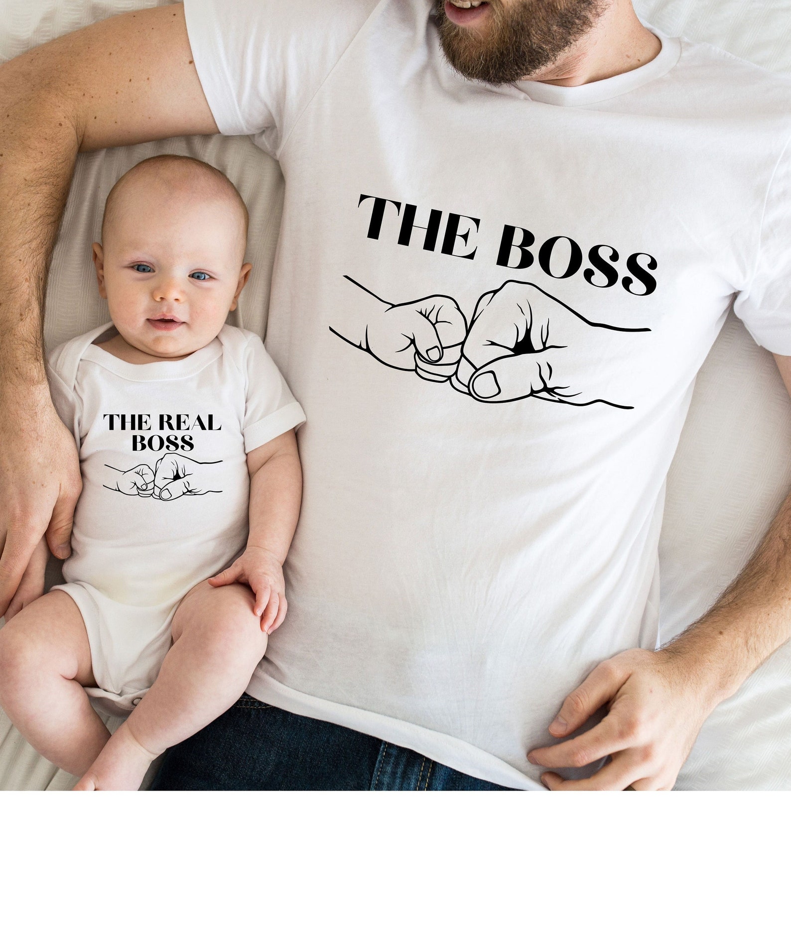 USA - Personalized Outfit the Boss the Real Boss Dad and Me Matching ...