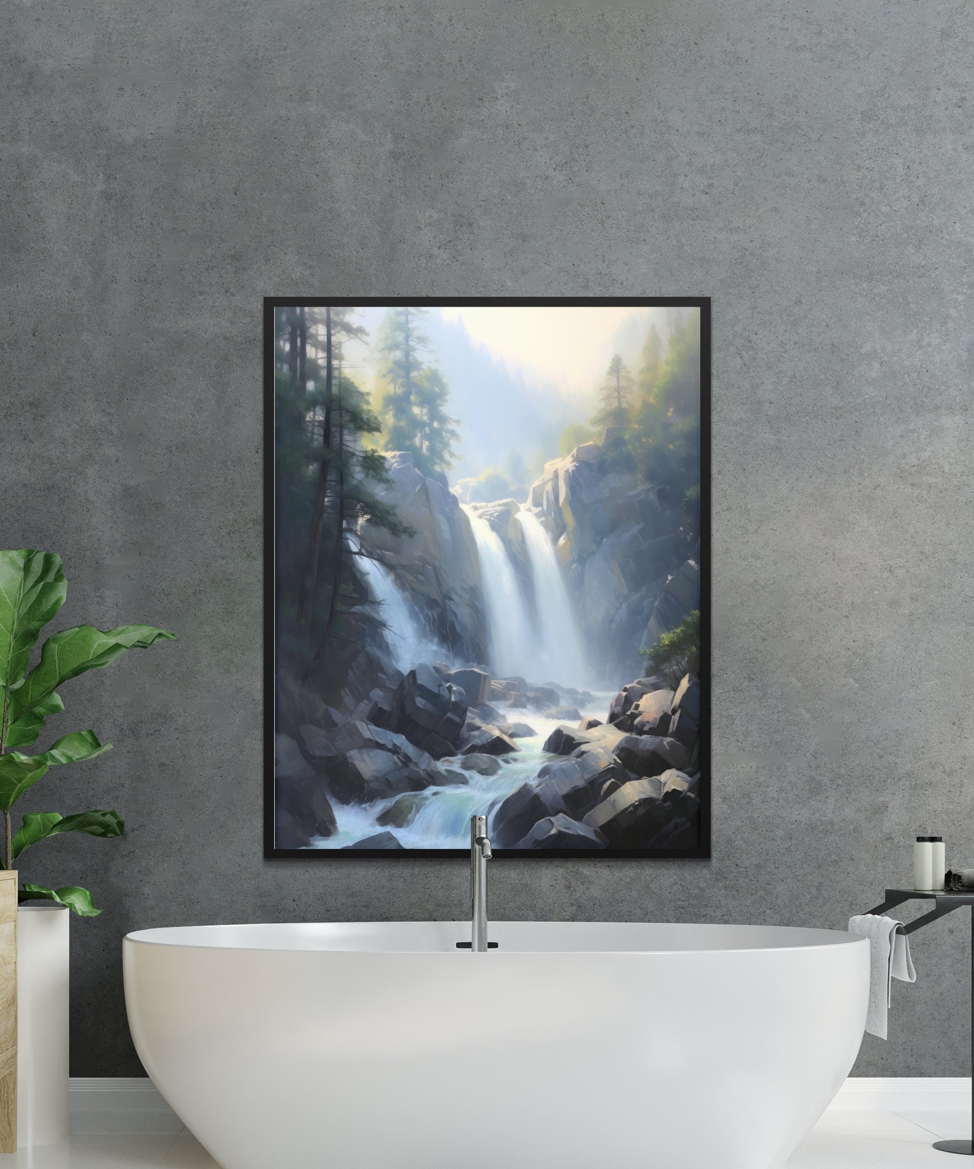 Waterfall Wonderland, Digital Painting Wall Art, Digital Download ...