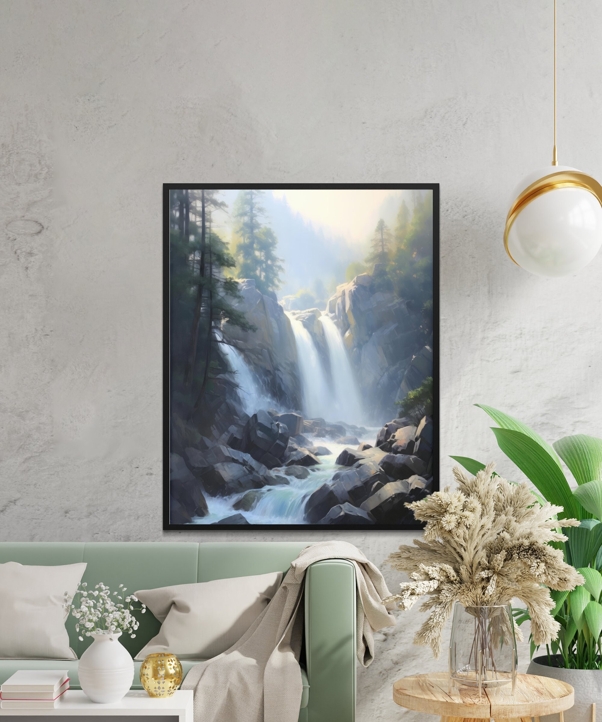Waterfall Wonderland, Digital Painting Wall Art, Digital Download ...