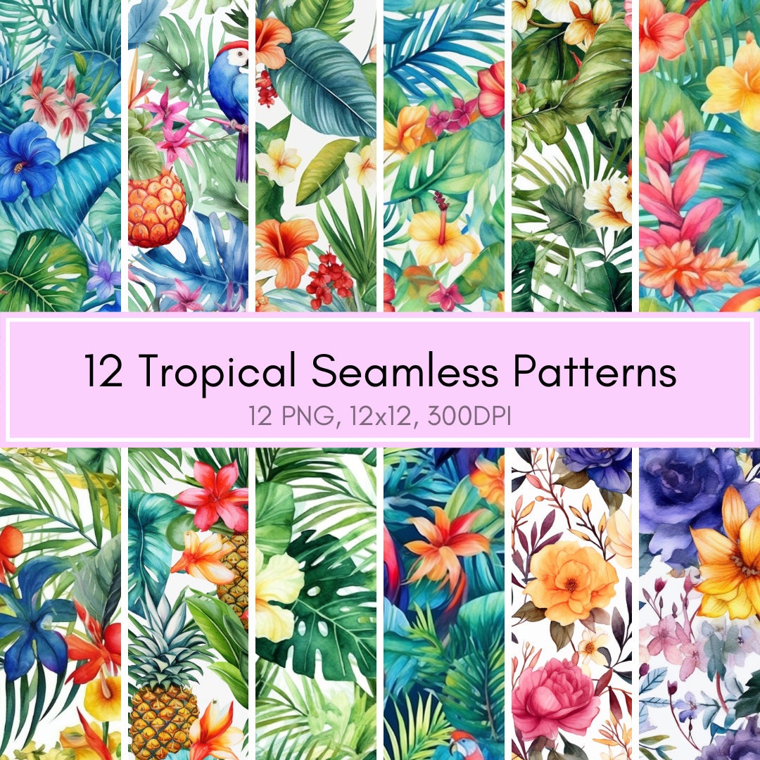 Tropical Digital Paper, Seamless Pattern, Tropial Prints, Summer ...