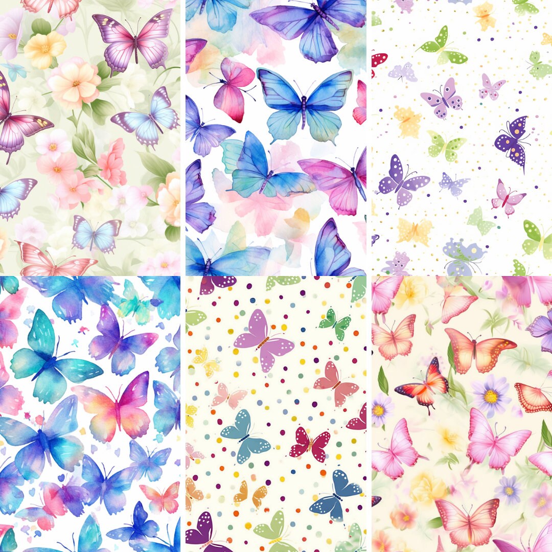 Butterfly Digital Paper, Seamless Pattern, Butterfly Prints, Summer ...