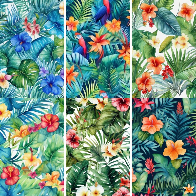 Tropical Digital Paper Seamless Pattern Tropial Prints - Etsy