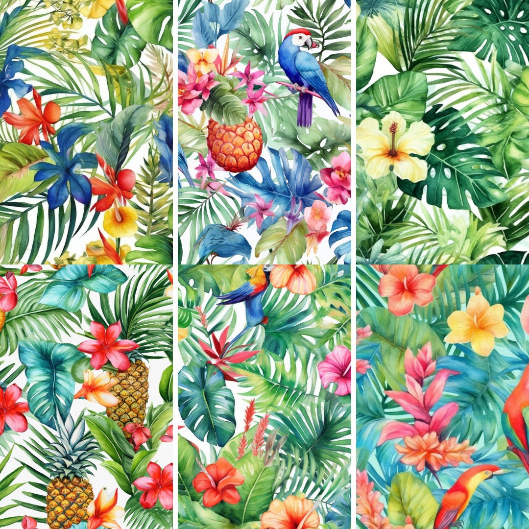 Tropical Digital Paper, Seamless Pattern, Tropial Prints, Summer ...