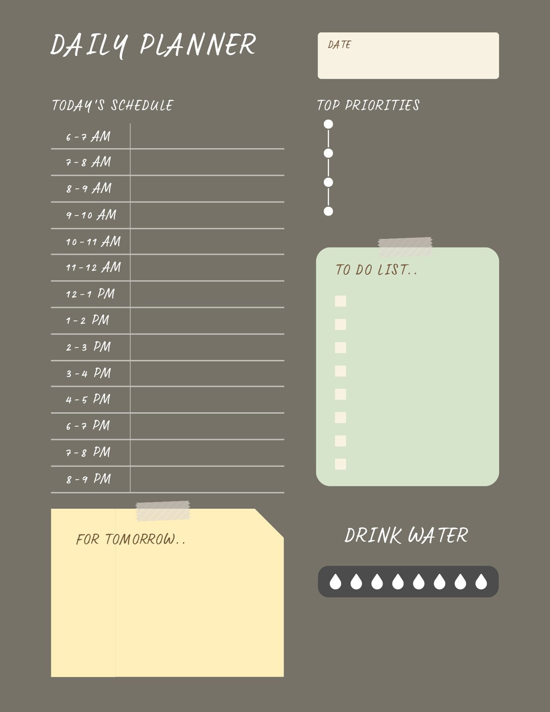 Daily Planner With Water Tracker - Etsy