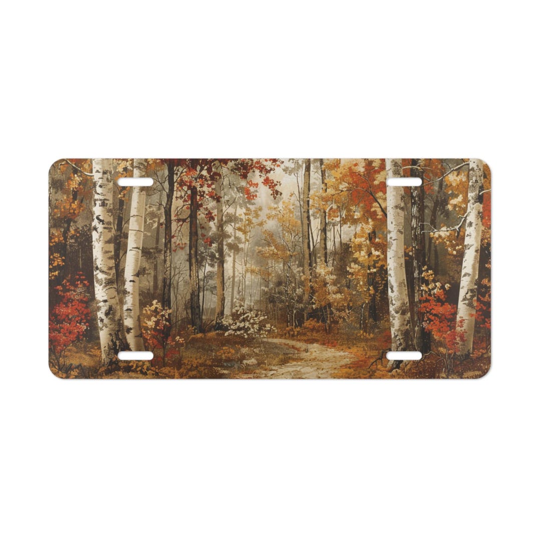 Forest Trees Vanity Plate Fall Scene License Plate Changing of the ...