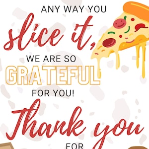 Pizza Thank You Card Nurse Week/teacher Appreciation - Etsy