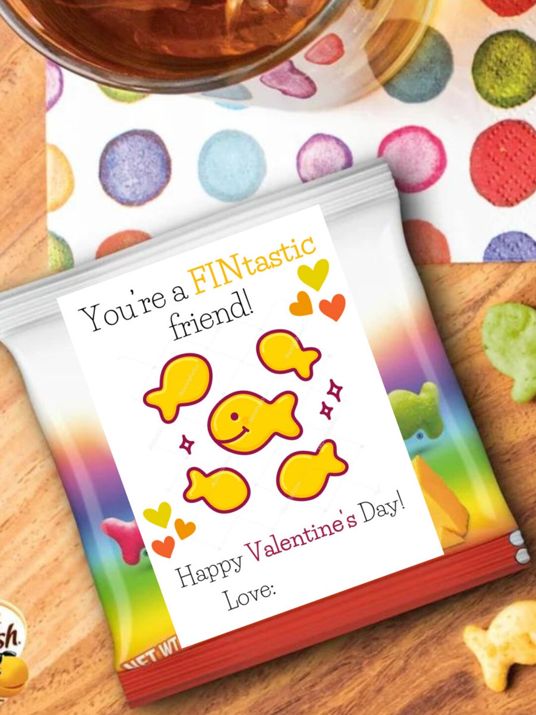 Goldfish Valentines Day Tag Digital Download - Etsy