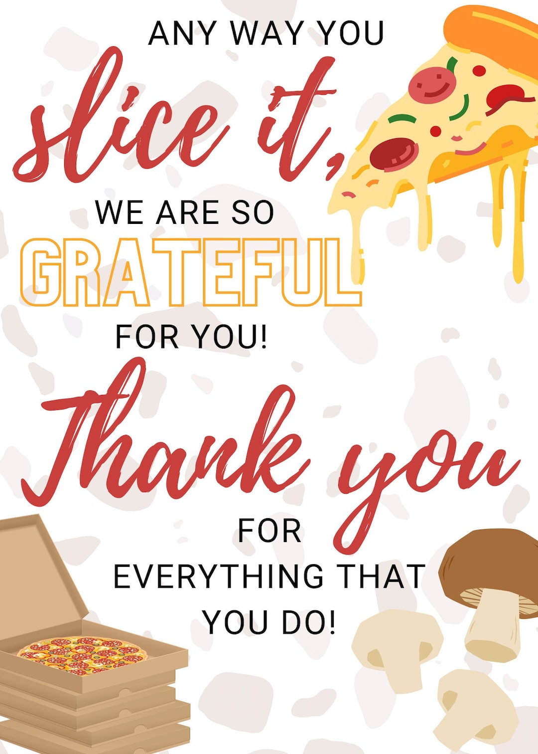 Pizza Thank You Card Nurse Week/teacher Appreciation - Etsy