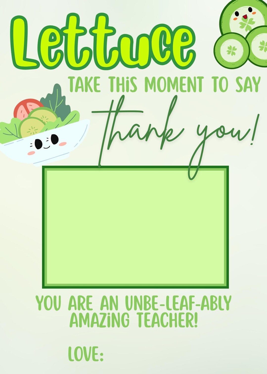 Salad Teacher Appreciation Digital Gift Card Holder - Etsy