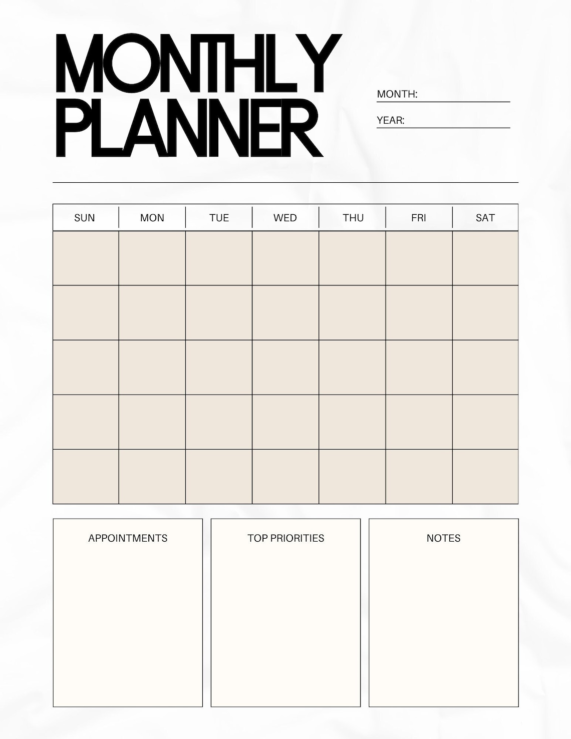 Monthly Planner Digital Download - Etsy