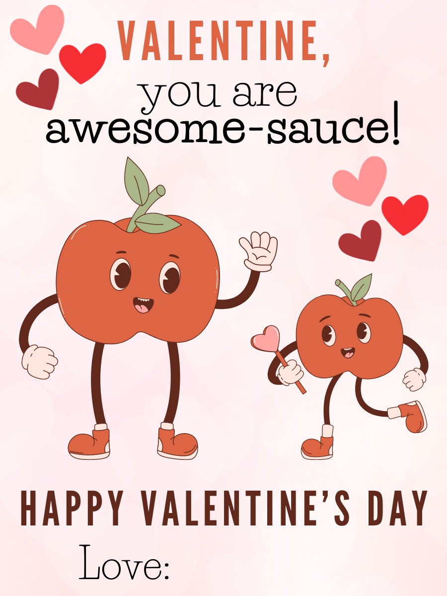 Applesauce Valentines Day Gift Tag Digital Download - Etsy