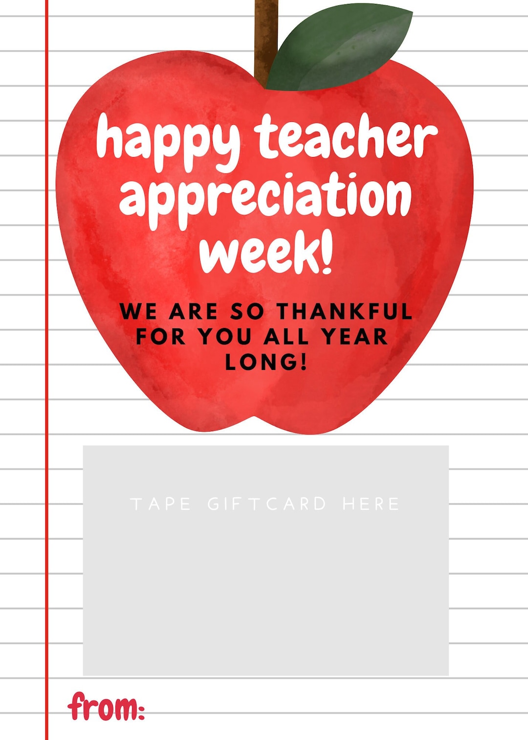Teacher Appreciation Apple Gift Card Holder - Etsy