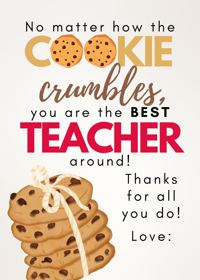 Cookie Teacher Appreciation Card Digital Download - Etsy