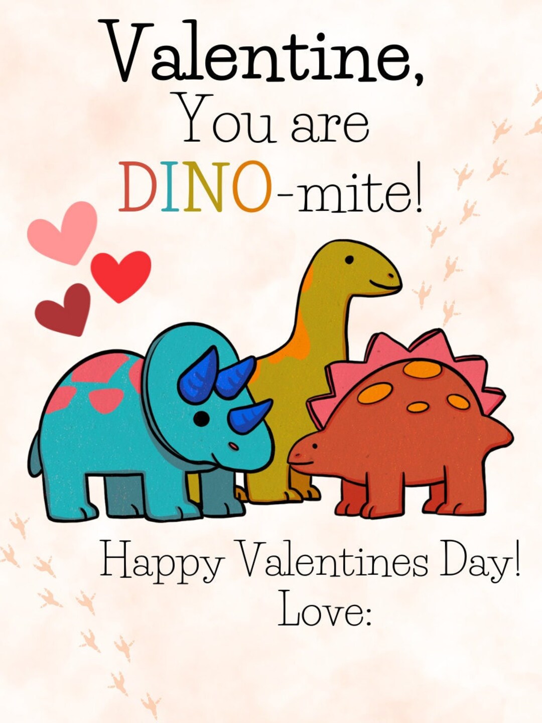 Dinosaur Valentines Day Gift Tag Digital Download - Etsy