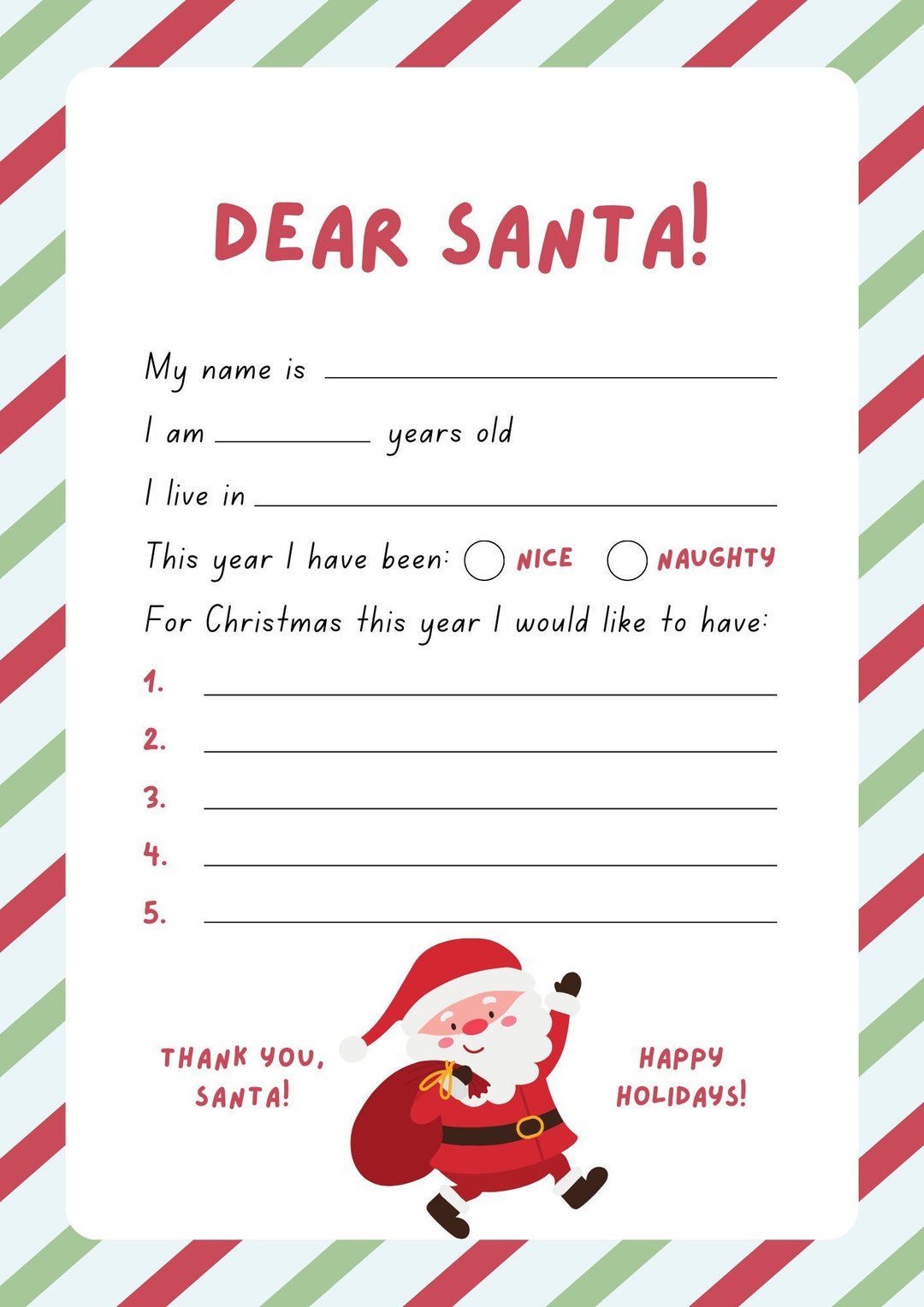 Dear Santa Christmas Wish List Digital Download - Etsy