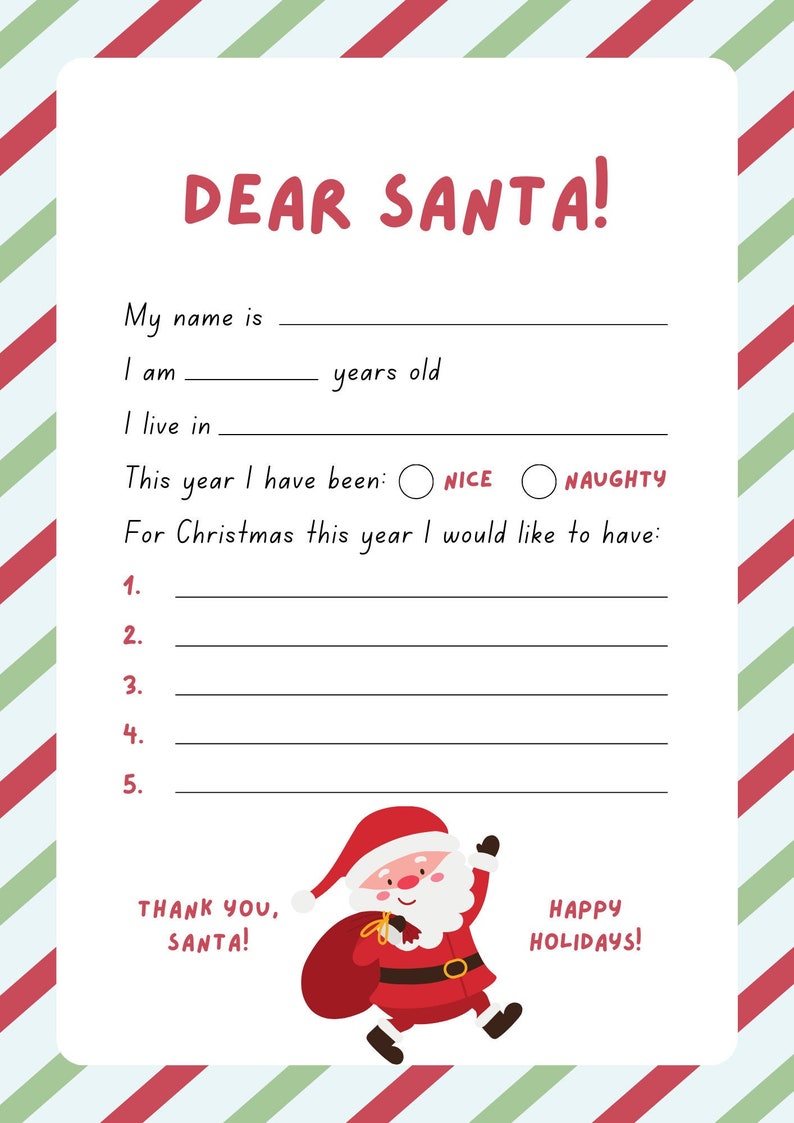 Dear Santa Christmas Wish List Digital Download - Etsy