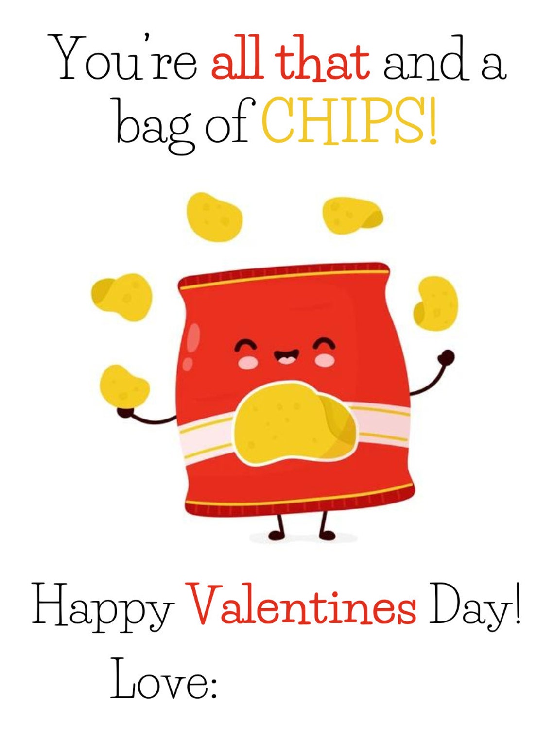 Bag of Chips Valentines Tag Digital Download - Etsy