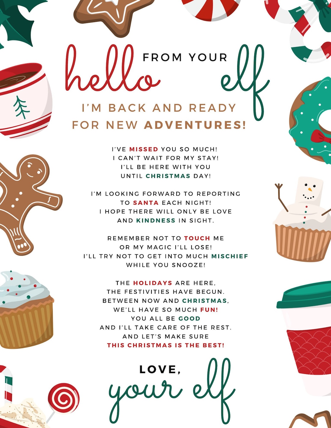 Elf on the Shelf Welcome Back Digital Download Christmas - Etsy UK