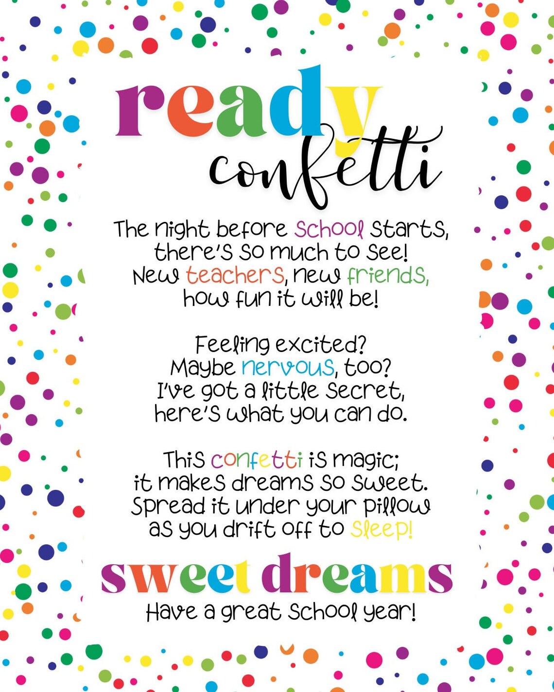 Back to School Ready Confetti Gift Tag - Etsy