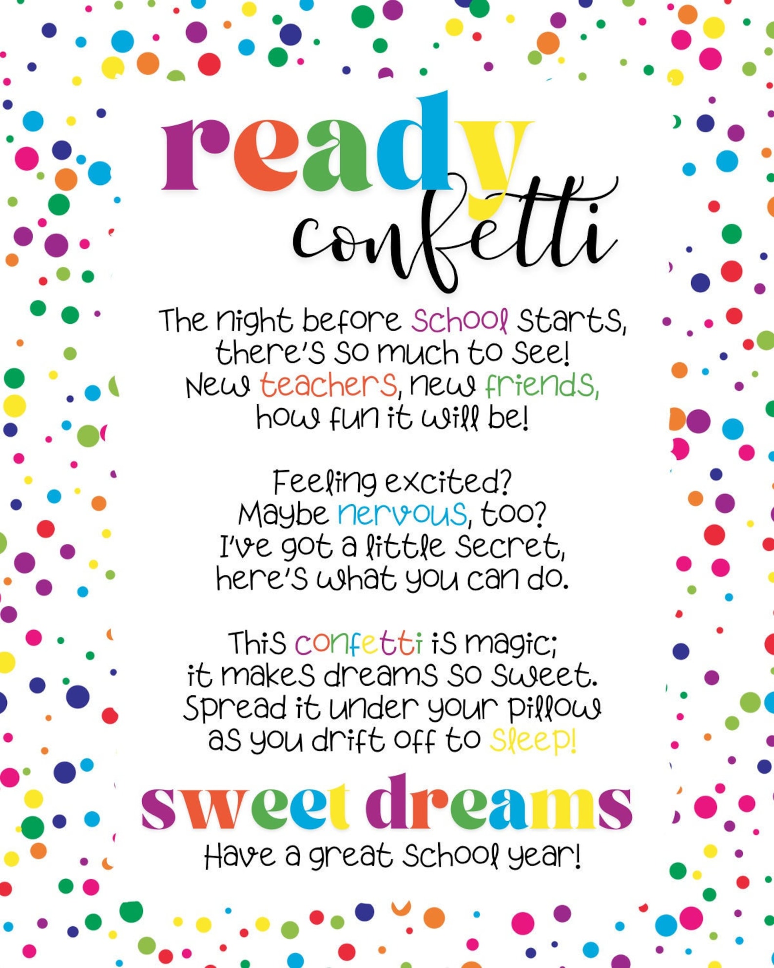 Back to School Ready Confetti Gift Tag - Etsy