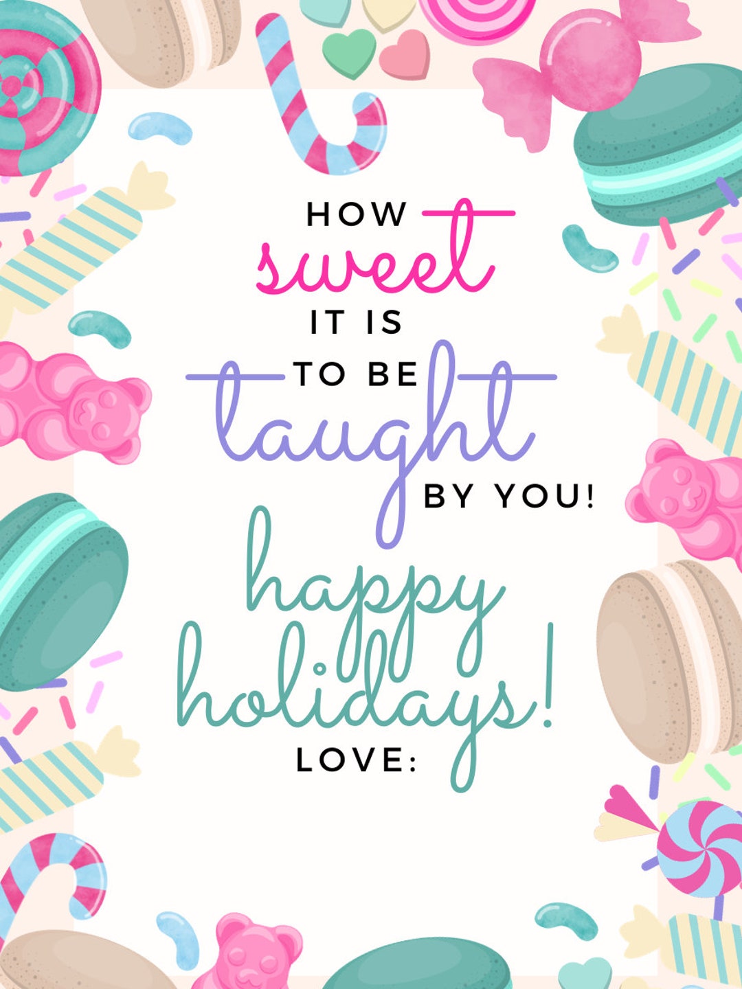 How Sweet It is to Be Taught by You Teacher Christmas Gift Tag - Etsy