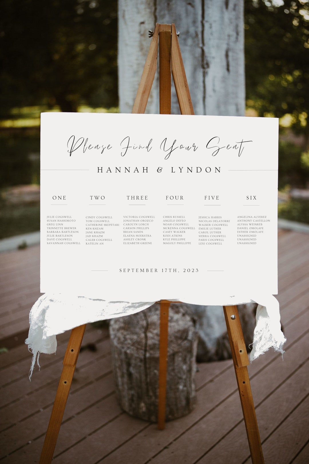 Seating Chart Template for 6 Table Wedding Customizable - Etsy