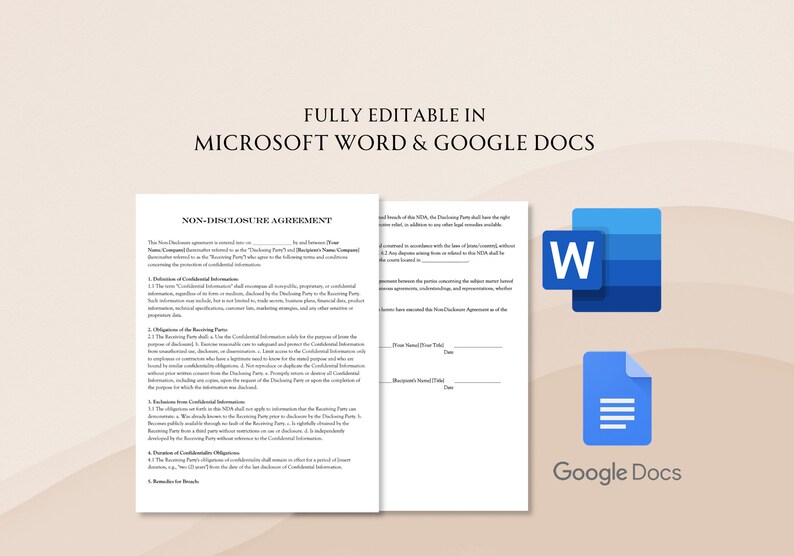 Editable Non-disclosure Agreement Template NDA Contract Fully ...