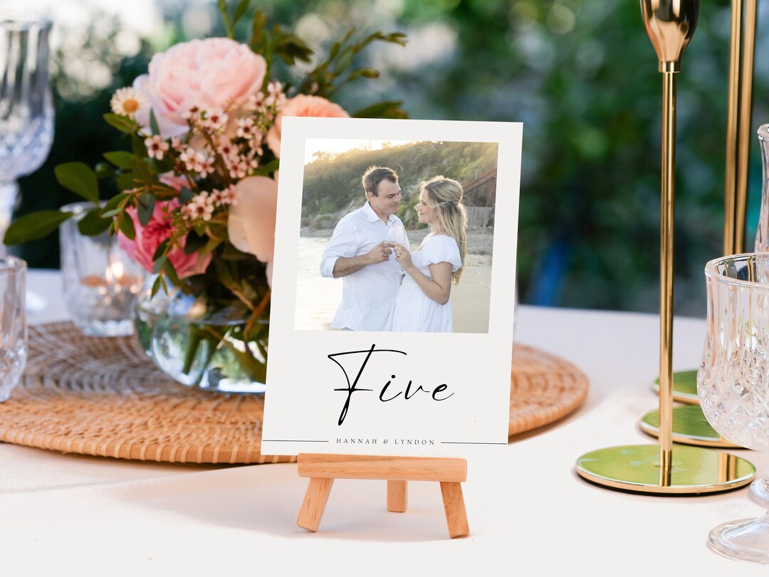 Table Number Signs for Wedding With Photo | Customizable Template - Etsy