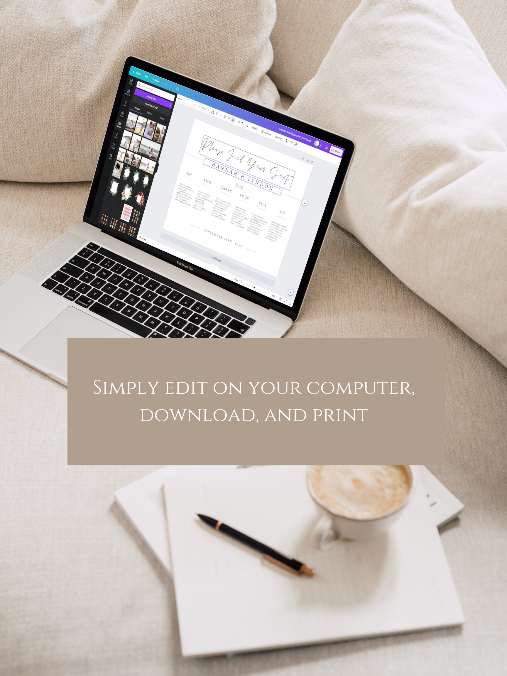 Seating Chart Template for 6 Table Wedding Customizable - Etsy