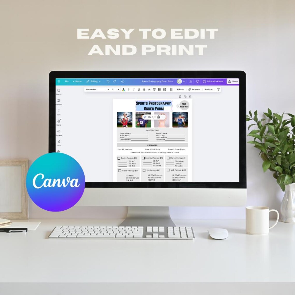 Sports Photography Order Form | Custom Template Digital - Etsy