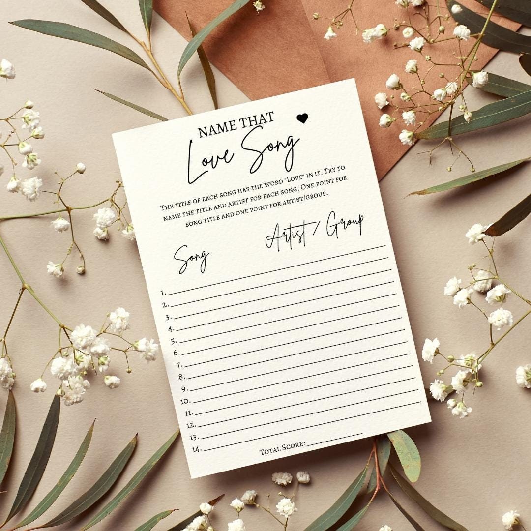 Bridal Shower Game | Name That Love Song Customizable Template - Etsy
