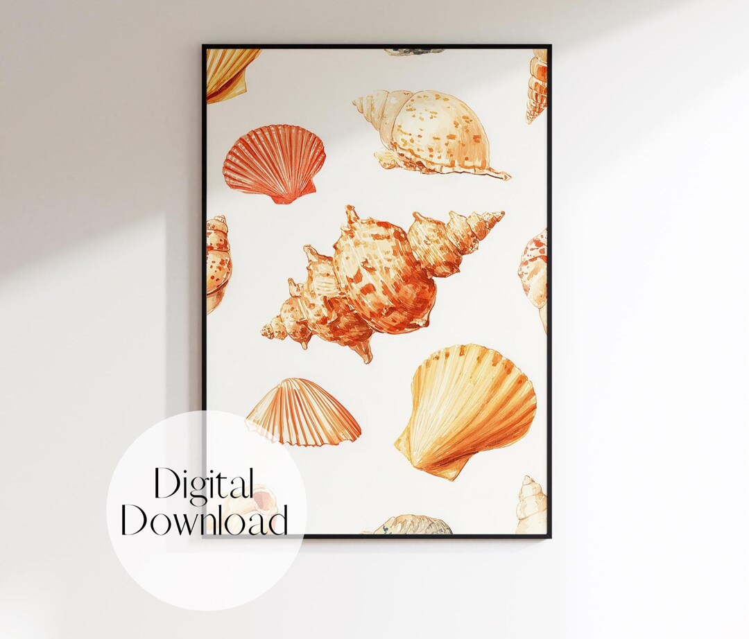 Watercolor Seashells Print: Boho Coastal Wall Art (digital Download) - Etsy