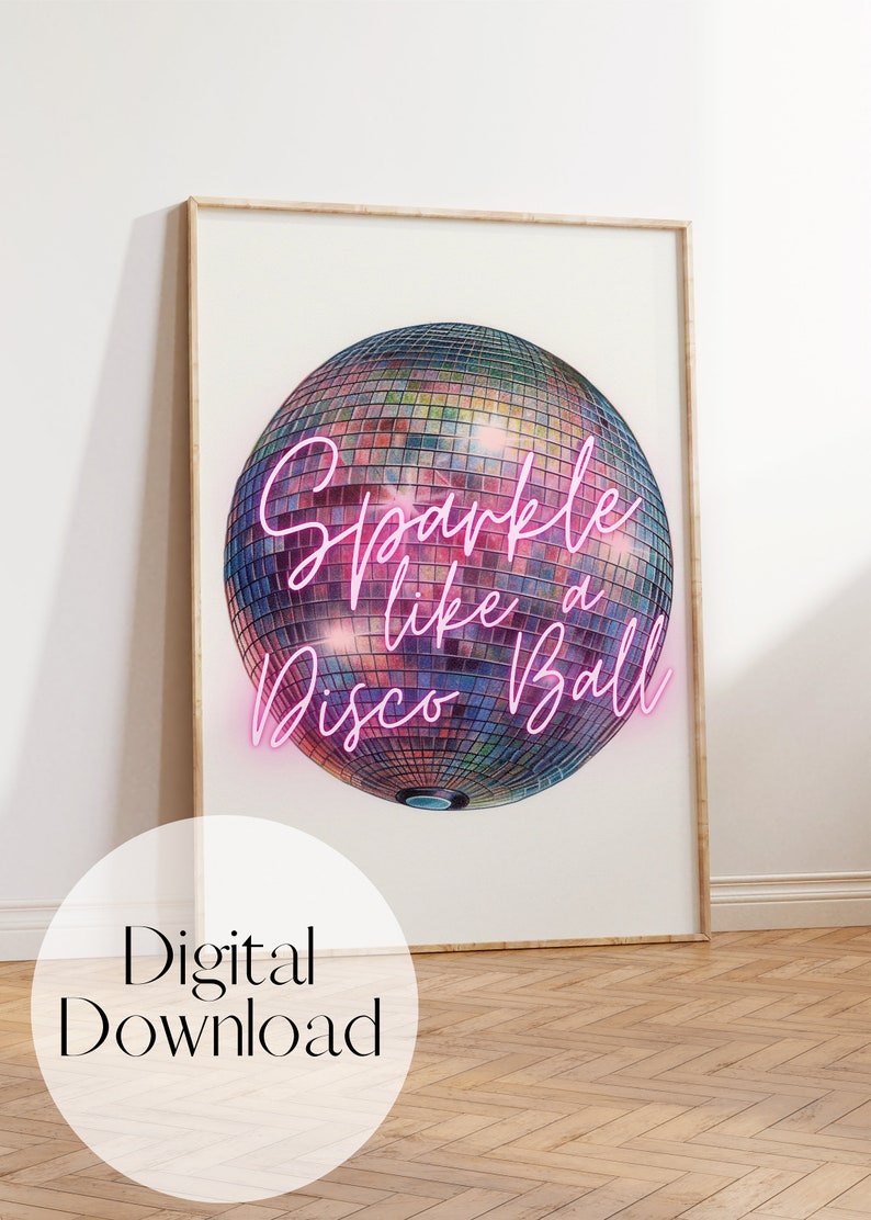 Disco Ball Poster, 80'S Print, Pink Disco Ball Poster Print, Retro ...