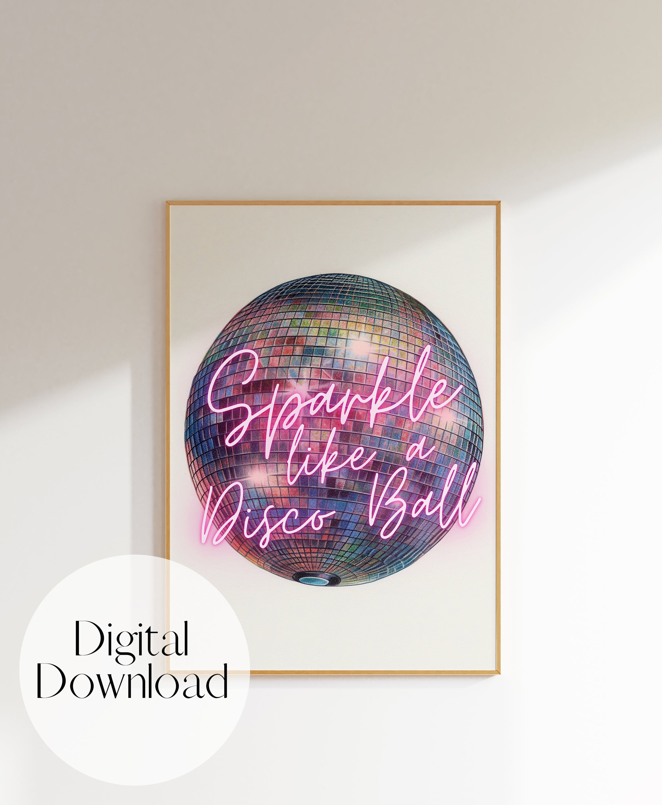 Disco Ball Poster, 80'S Print, Pink Disco Ball Poster Print, Retro ...
