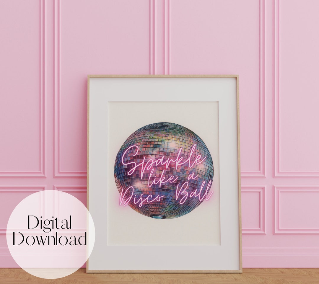 Pink Disco Ball Poster: 80s Retro Wall Art (digital Download) - Etsy