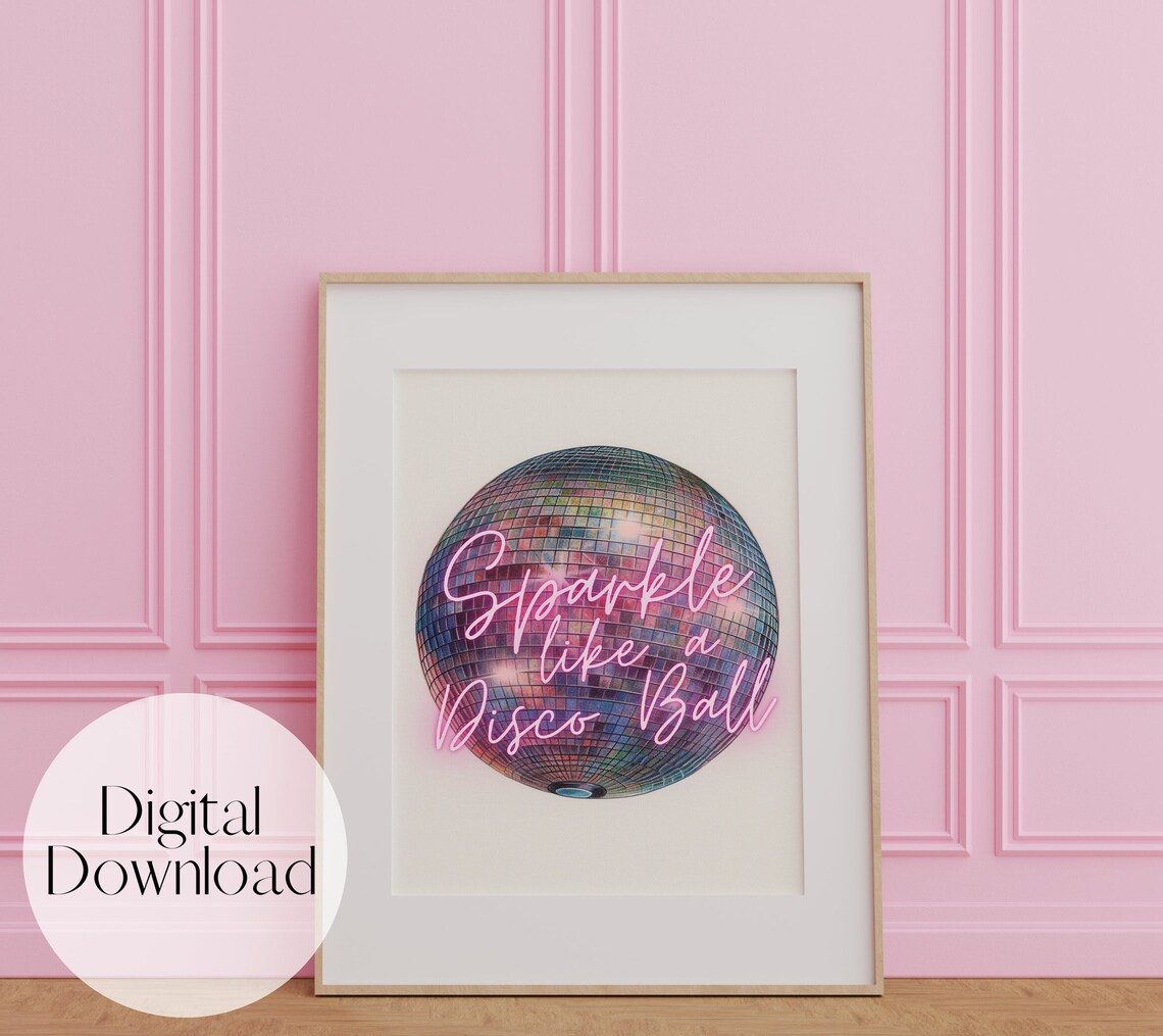 Disco Ball Poster, 80'S Print, Pink Disco Ball Poster Print, Retro ...