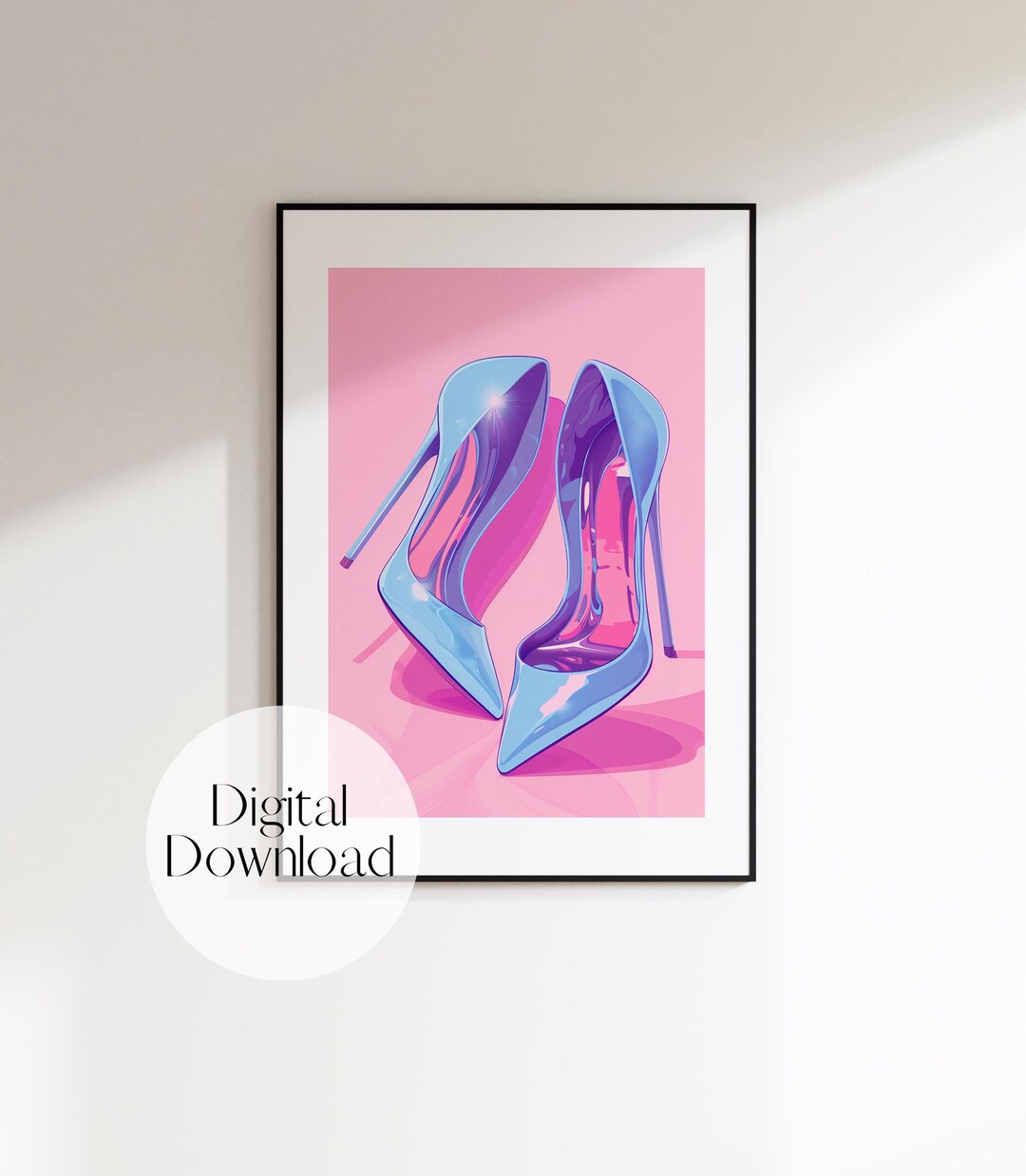 High Heels Wall Art, Light Blue High Heels, Elegant High Heels Print ...