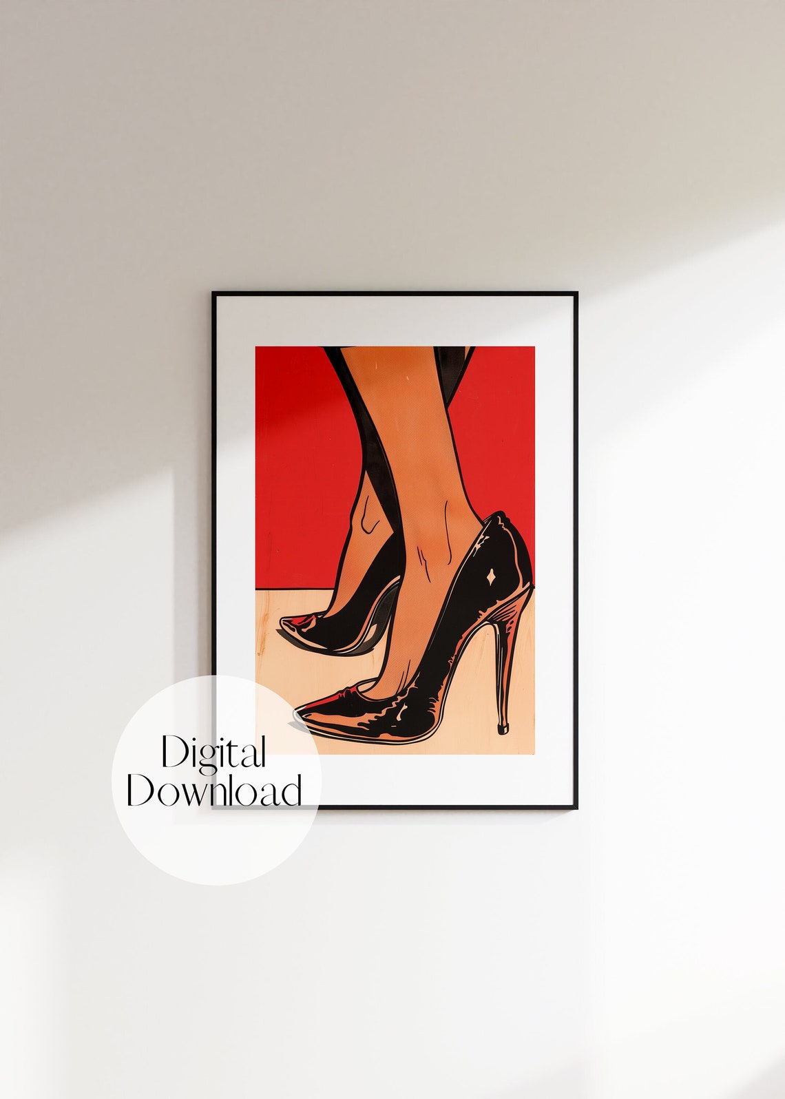 Retro Style High Heels Print, Retro Style Decor, Dorm Decor, Home Wall ...