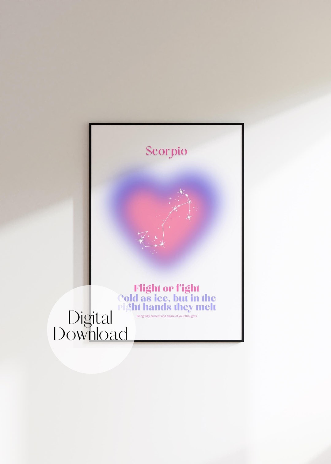 Scorpio Zodiac Print: Pink Astrology Wall Art (digital Download) - Etsy