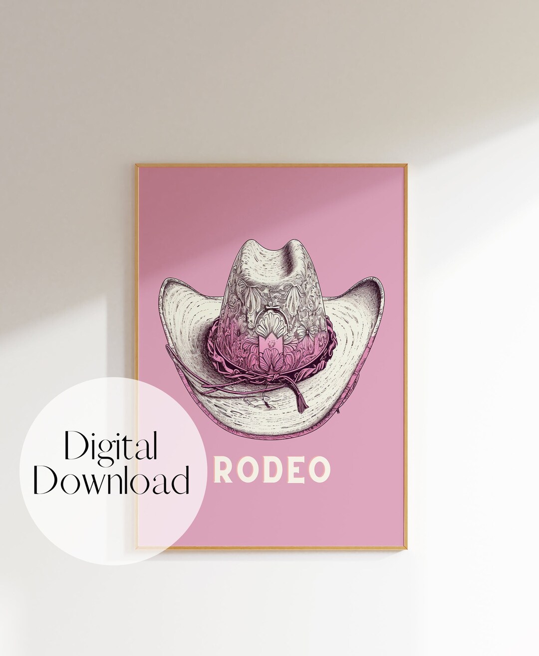 Cowgirl Poster, Pink Rodeo Poster Print, Retro Style Poster, Rodeo ...