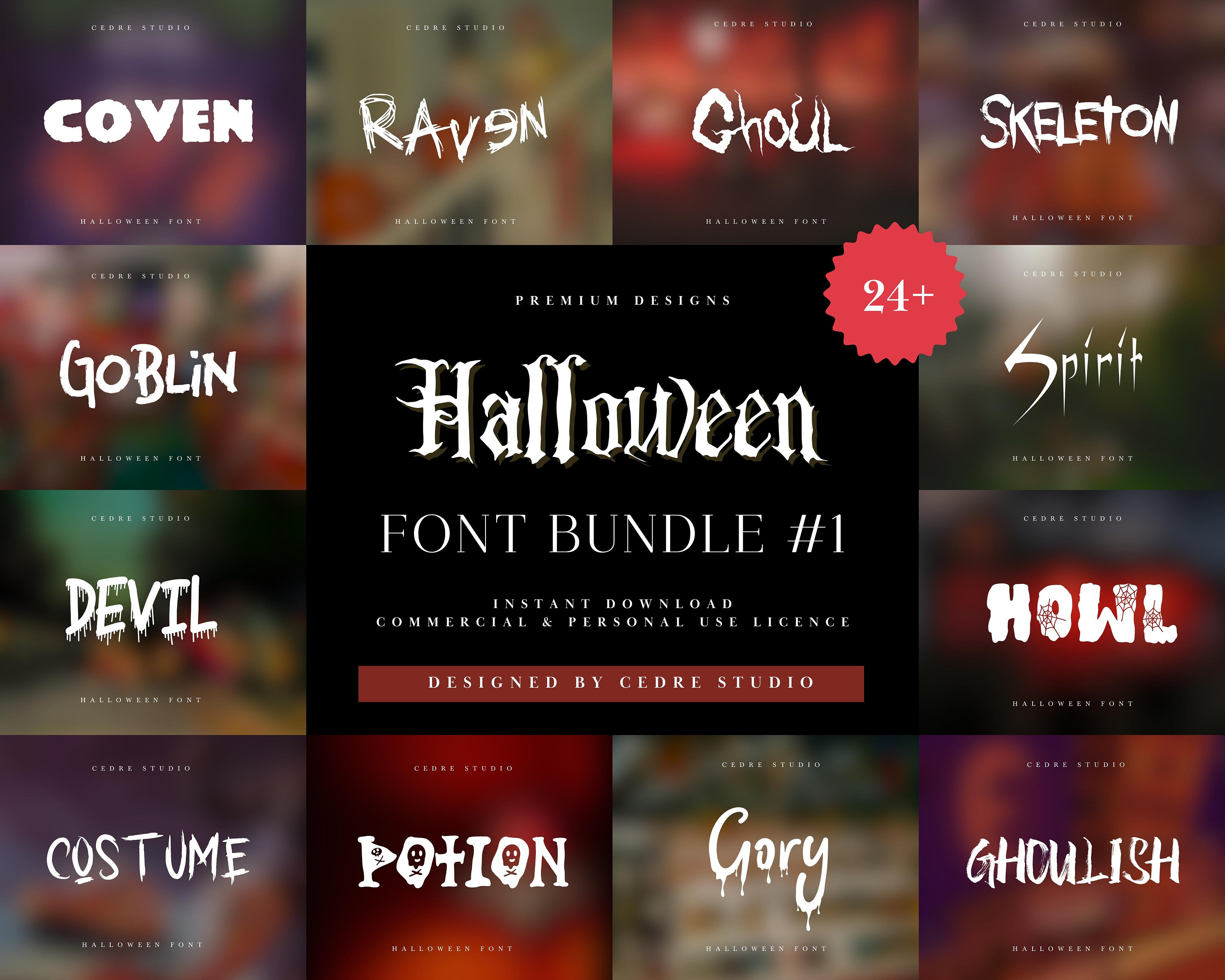 Halloween Font Bundle 1, Spooky Halloween Font OTF, Scary Halloween ...