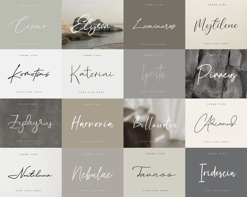 Fine Line Fonts Bundle 3, Elegant Fine Line Font OTF, Beautiful Cursive ...