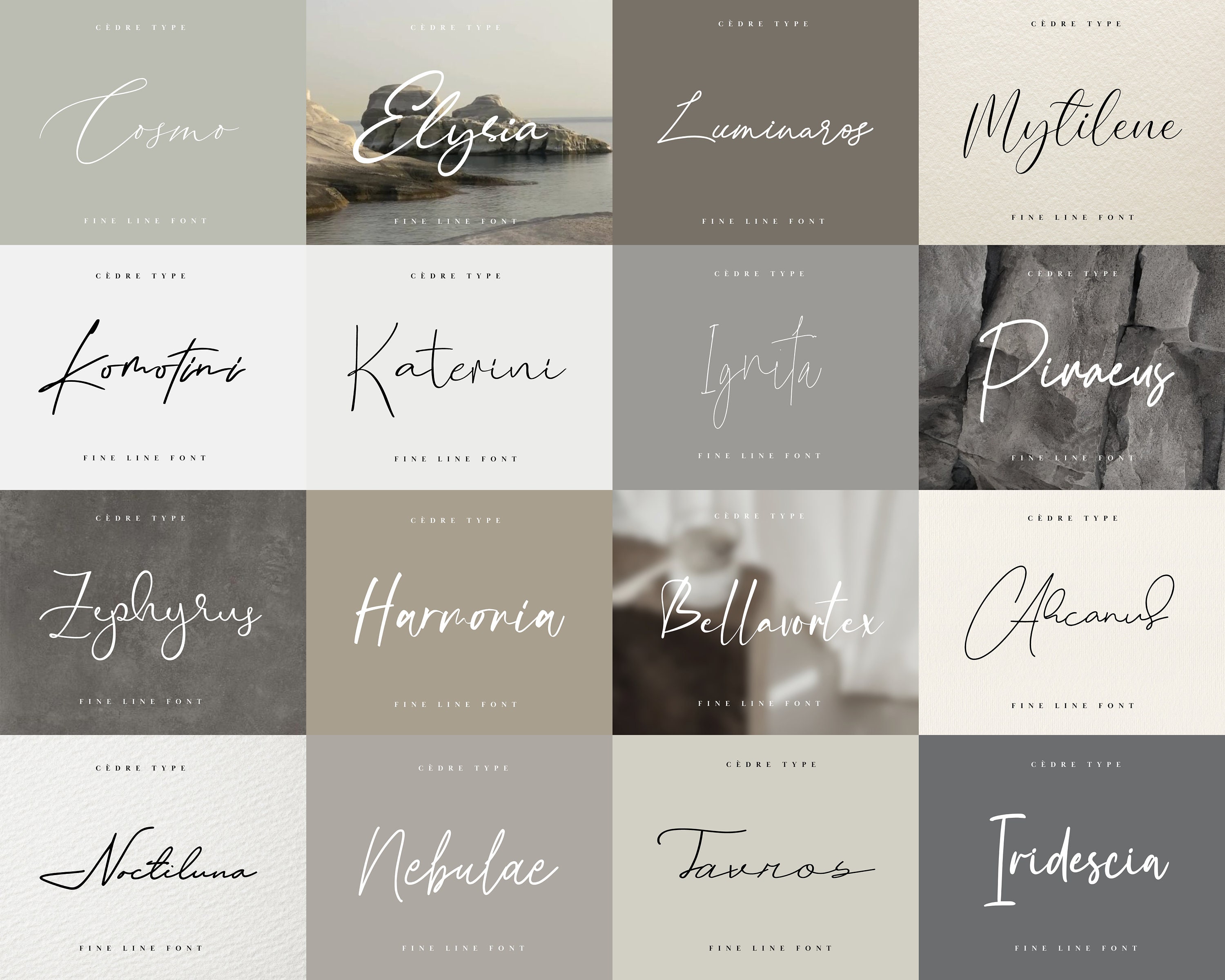 Fine Line Fonts Bundle 3, Elegant Fine Line Font OTF, Beautiful Cursive ...
