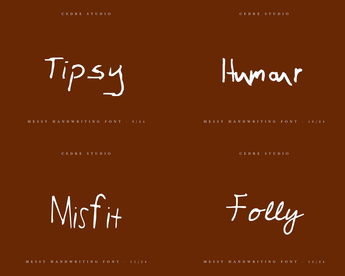 Messy Handwriting Fonts Bundle 1, Messy Handwriting Font OTF, Organic ...