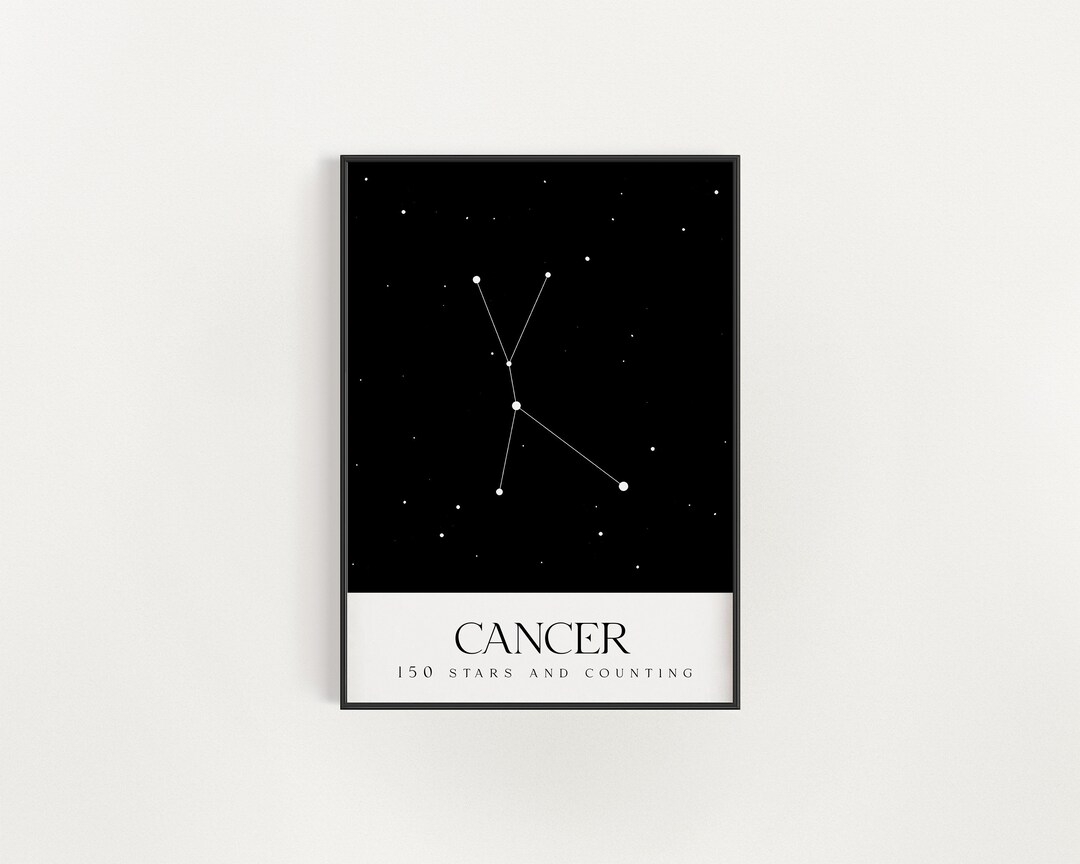 Cancer Constellation Print, Cancer Star Map Zodiac Wall Art, Astrology ...