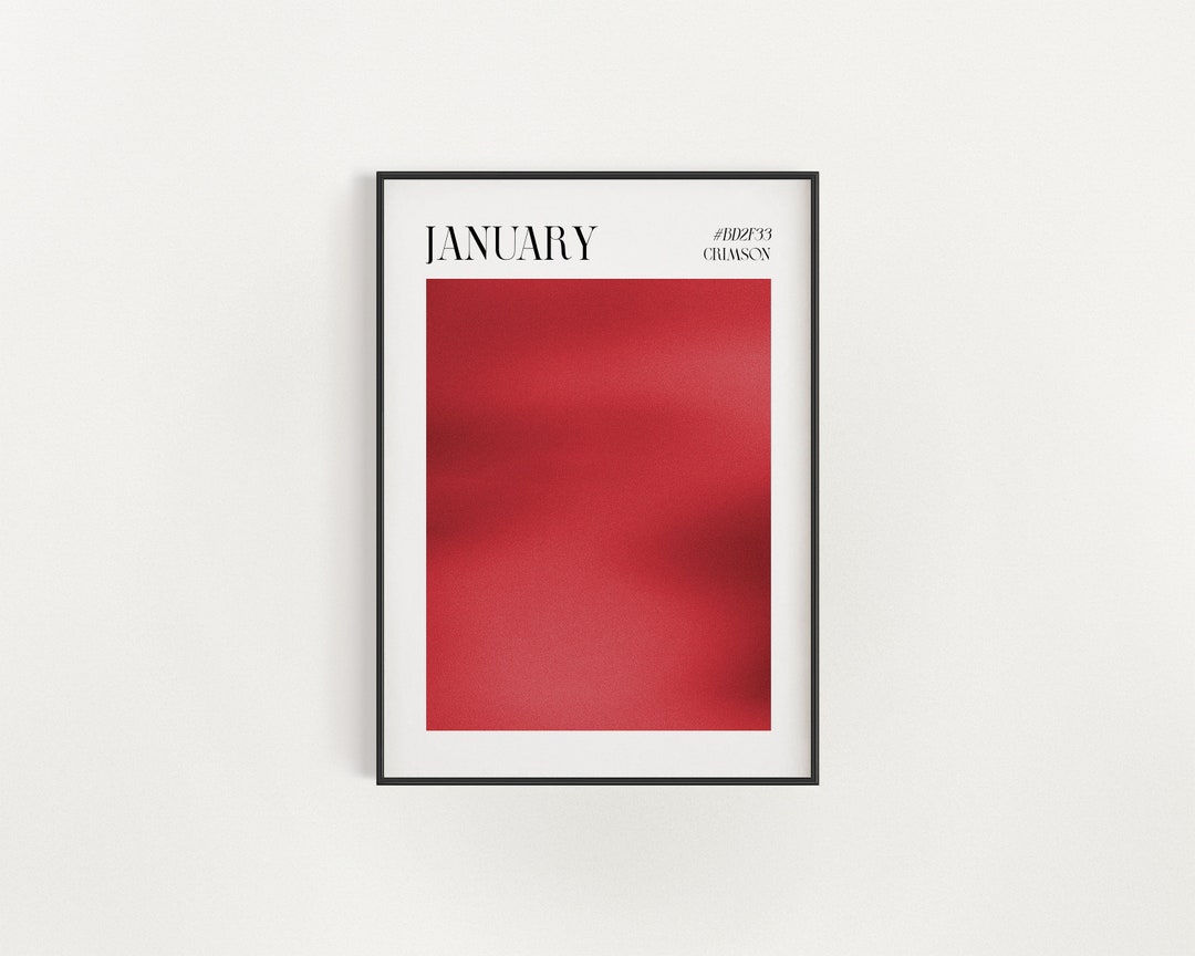 January Birth Month Color Print, Red Aura Color Poster, Minimalist ...