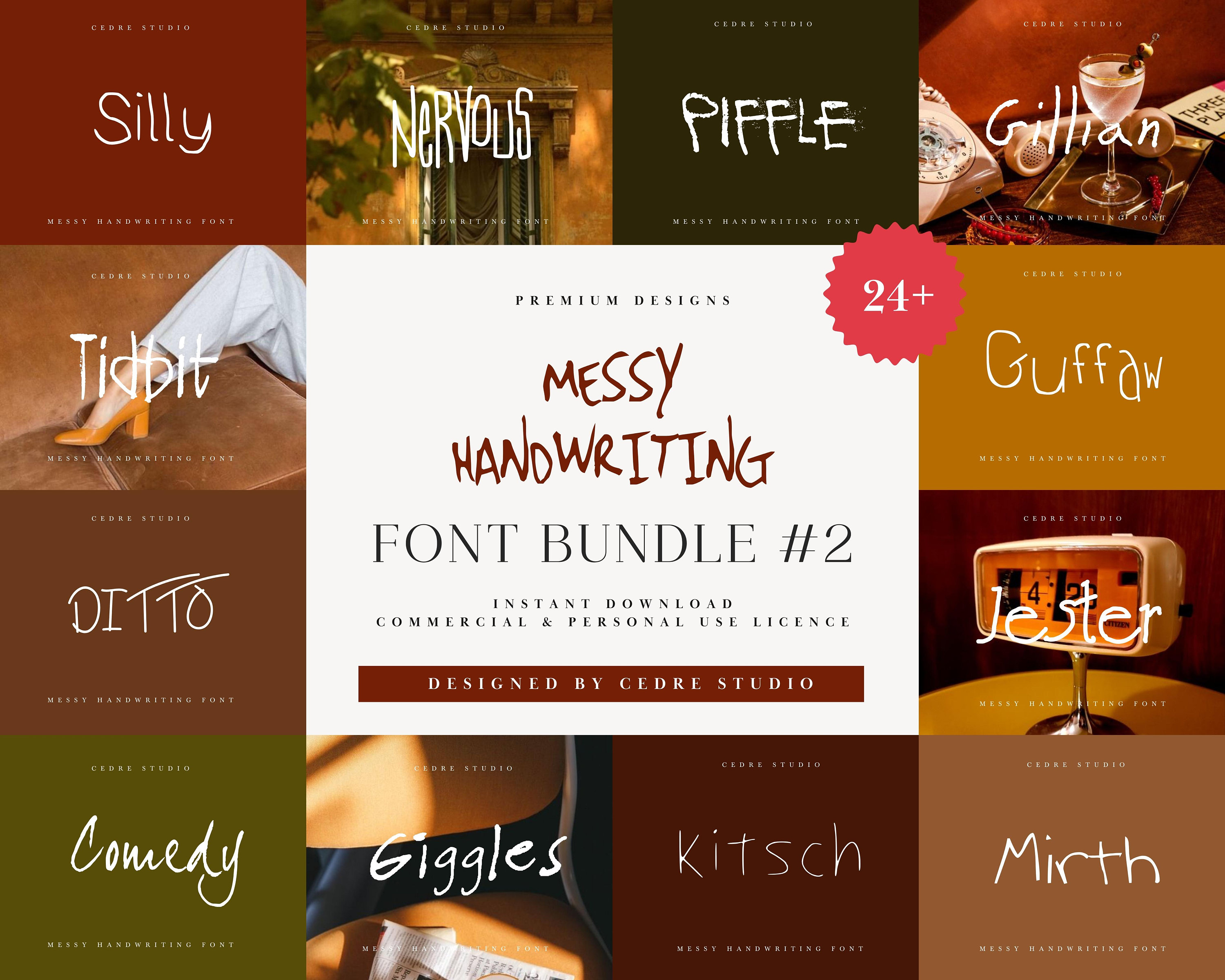 Messy Handwriting Fonts Bundle 2, Messy Handwriting Font OTF, Procreate ...