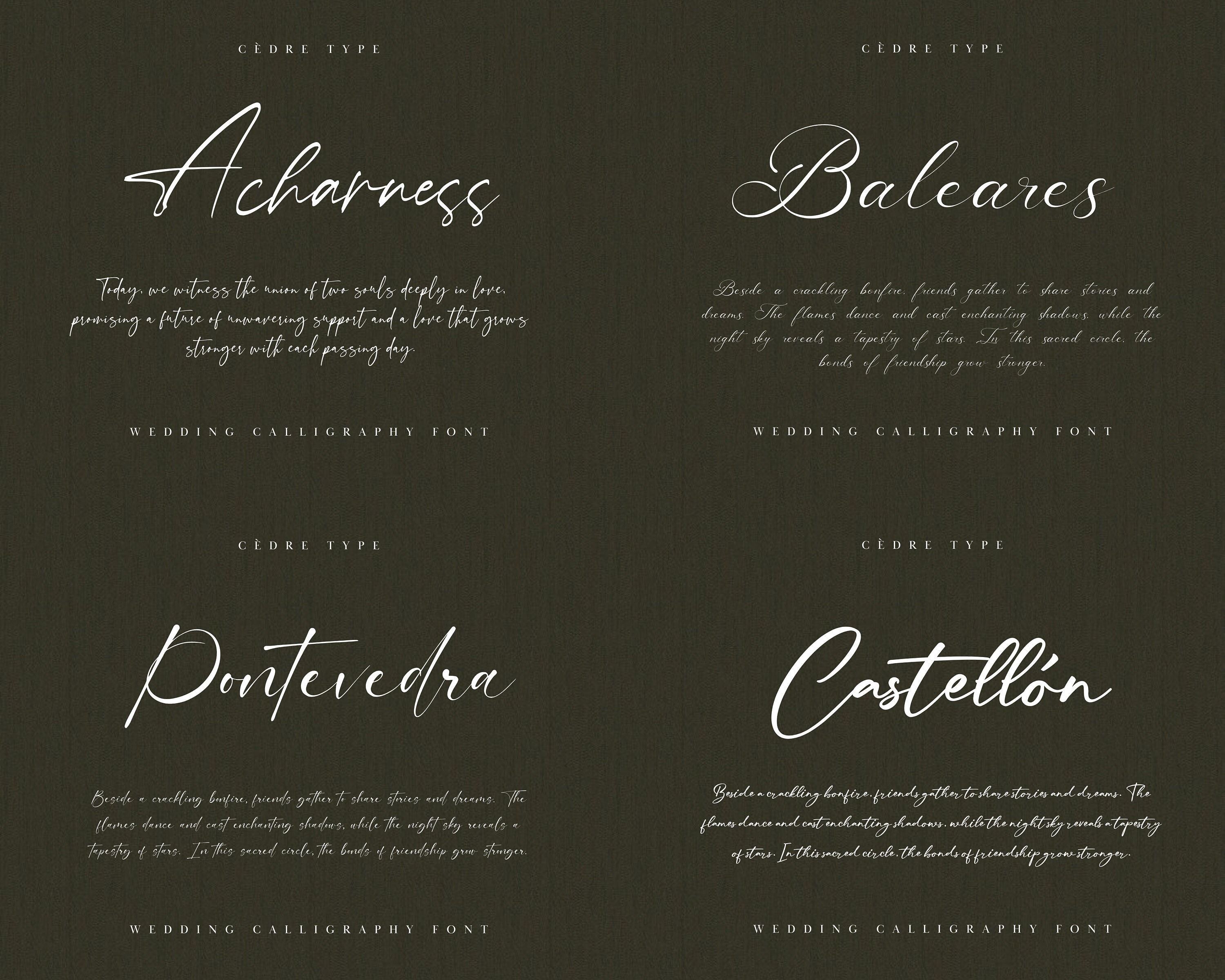 Wedding Calligraphy Fonts Bundle 1, Cursive Wedding Font OTF ...
