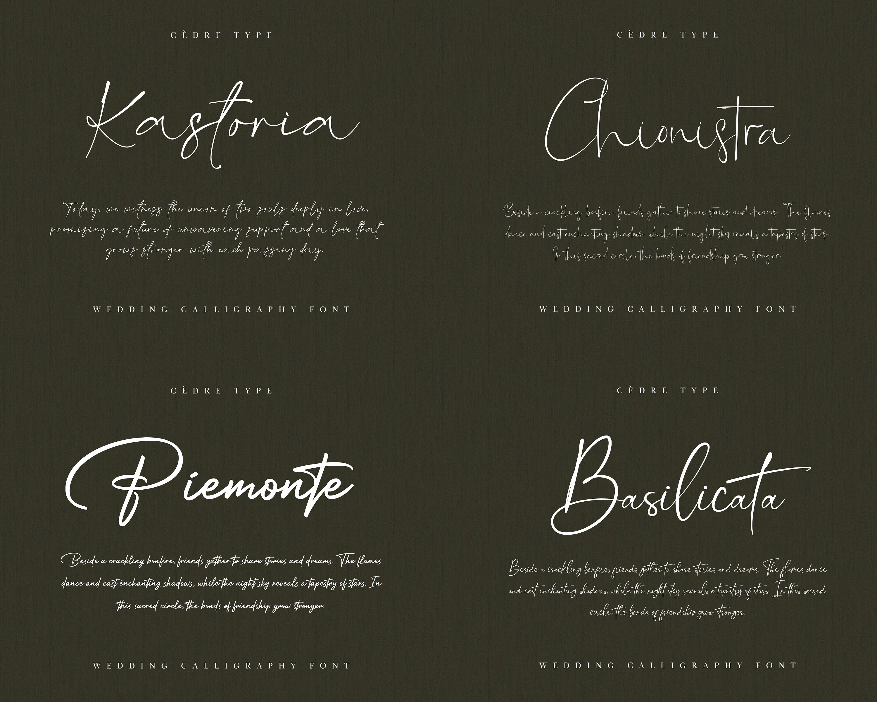 Wedding Calligraphy Fonts Bundle 1, Cursive Wedding Font OTF ...