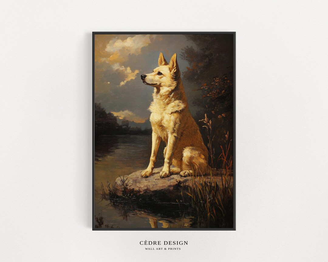 Canaan Dog Oil Painting, Canaan Dog Wall Art, Cute Canaan Puppy Poster ...